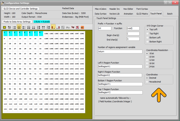 About the touch panel function in Bitmap2LCD - Bitmap2LCD Software Tool Blog :: about GLCD ...