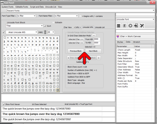 Bitmap2LCD :: Generating International Fonts / Characters - Bitmap2LCD ...