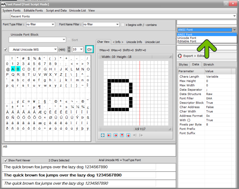 Families of Fonts in Bitmap2LCD - Bitmap2LCD Software Tool Blog :: about GLCD displays and ...