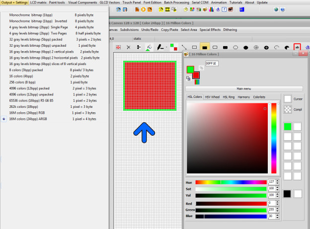 Bitmap2lcd : About the Work Canvas | Bitmap2LCD Software Tool Blog :: about GLCD displays and ...