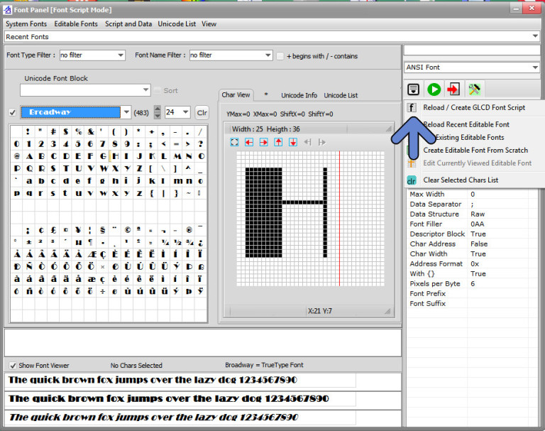 Creating A Glcd Font Bitmap2lcd Software Tool Blog About Glcd Displays And Programming