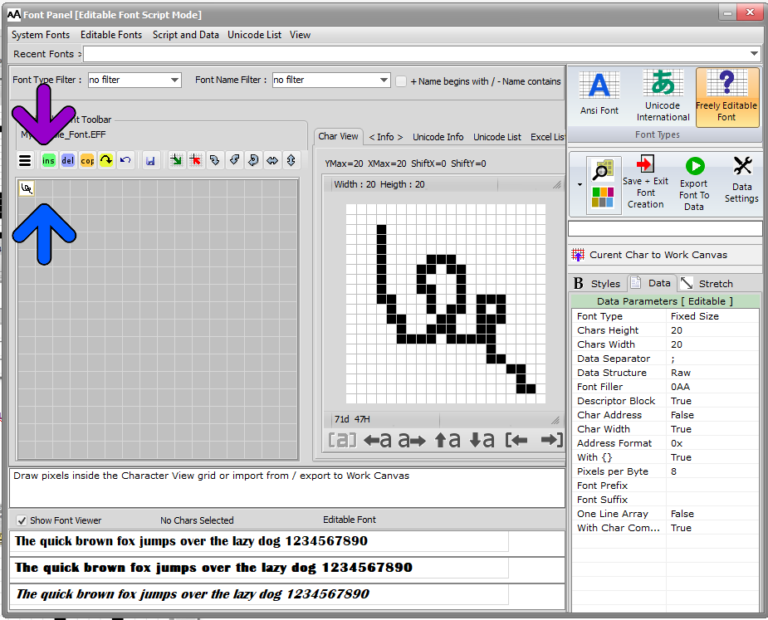Editable Custom Font From Scratch - Bitmap2LCD Software Tool Blog ...
