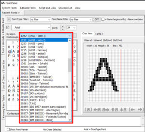 System Codepage ( ANSI Fonts ) - Bitmap2LCD Software Tool Blog :: about ...