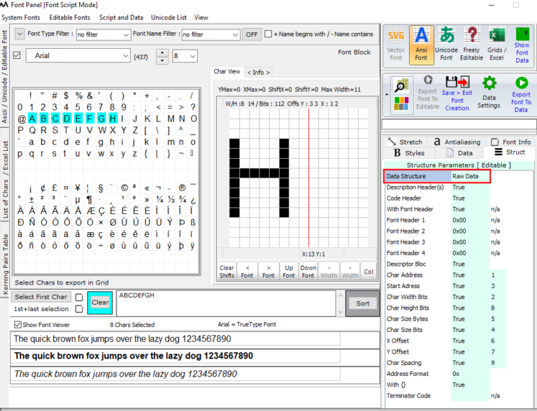 GLCD Font Editor - Bitmap2LCD Software Tool Blog :: about GLCD displays and Programming