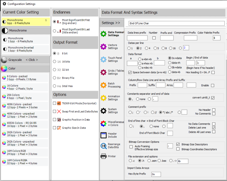 Getting Started > Basic Settings - Bitmap2LCD Software Tool Blog :: about GLCD displays and ...